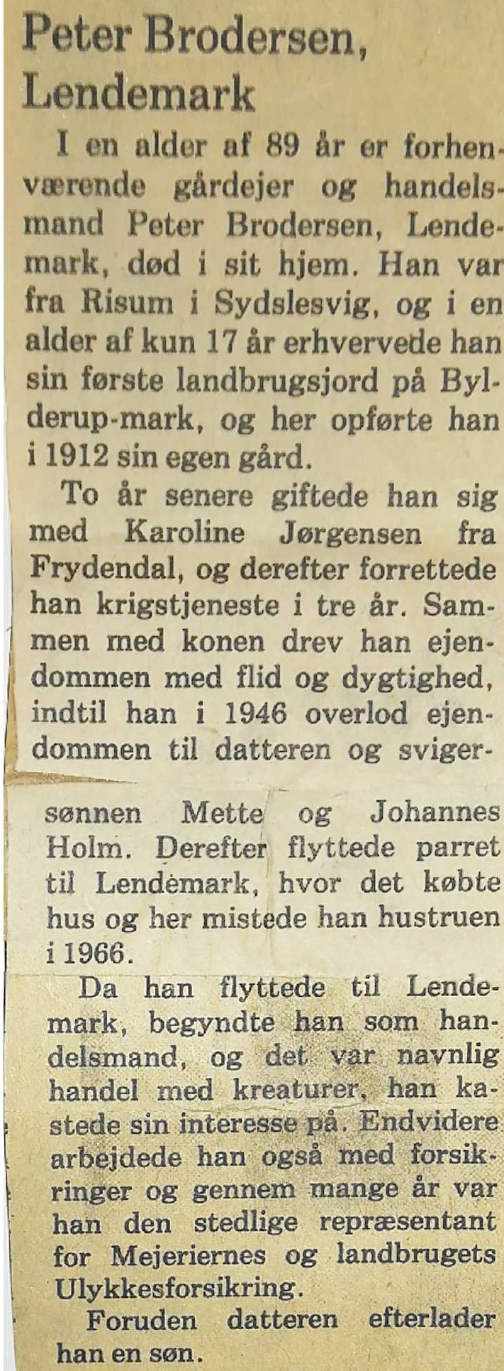 Brodersen, Peter (1888-1978) | Den Store Krig 1914-1918