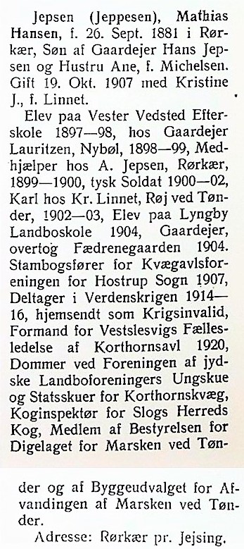 Jepsen, Matthias Hansen (1881-1974) | Den Store Krig 1914-1918