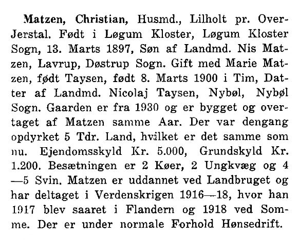 Matzen, Christian Paulsen (1897-1977) | Den Store Krig 1914-1918