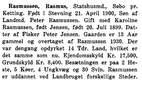 Rasmussen, Rasmus (1900-efter 1940) | Den Store Krig 1914-1918