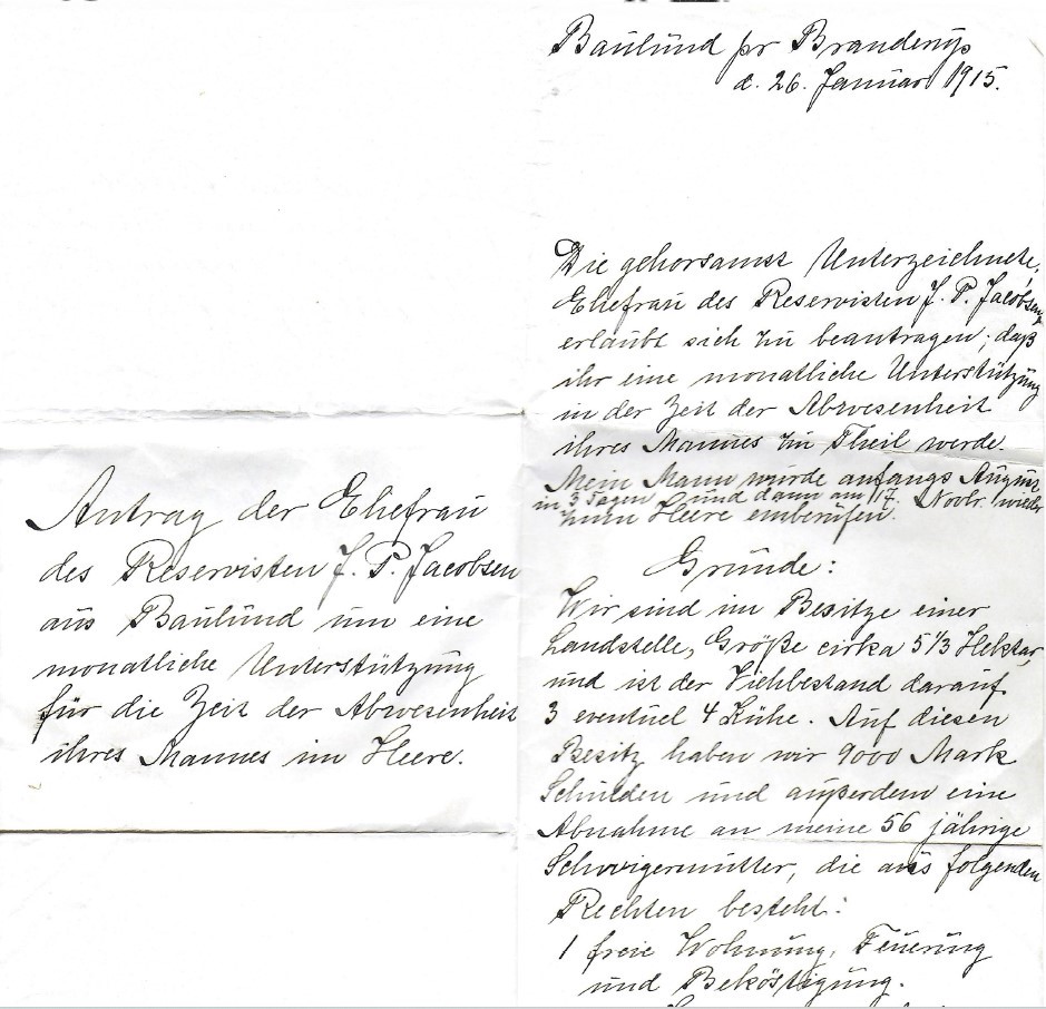 Jacobsen, Jens Peter (1886-1941) ansøgning, del 1 | Den Store Krig 1914 ...