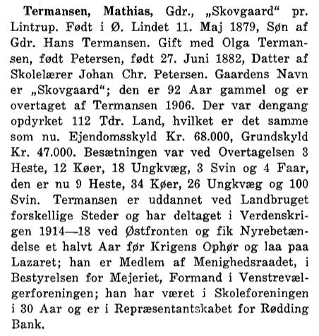 Termansen, Mathias Hansen (1879-1961) | Den Store Krig 1914-1918