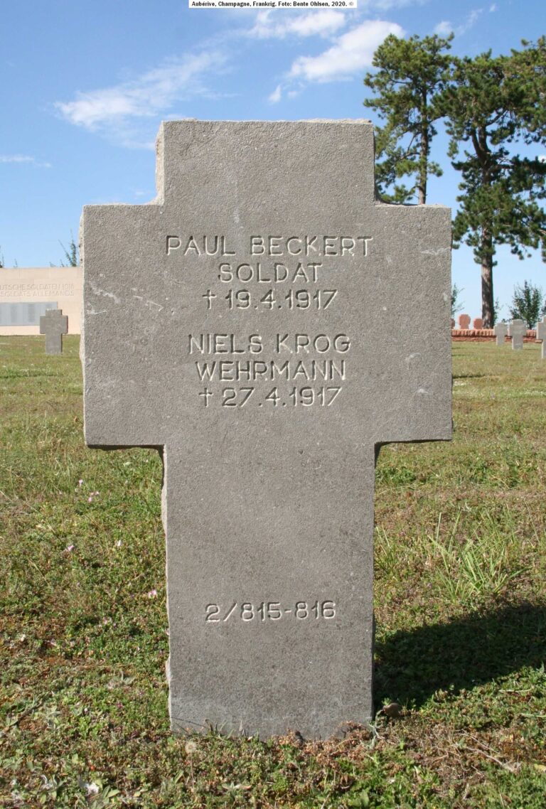 Krog, Niels Nissen (1880-1917) grav, Aubérive, Champagne, Frankrig ...